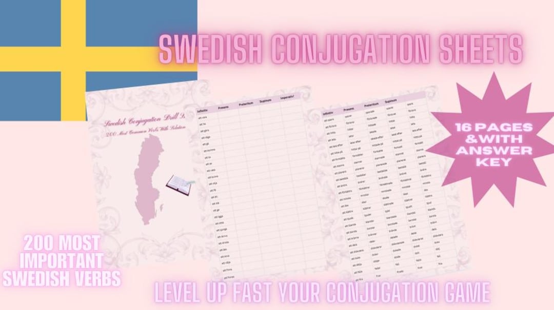 Swedish Verb Conjugation Printable Worksheets | Most Important Swedish ...