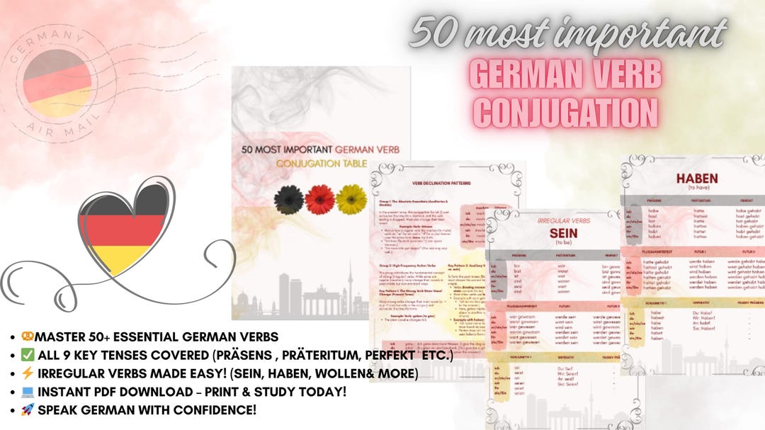 Tableau de conjugaison des verbes allemands : temps A1-B2 ...