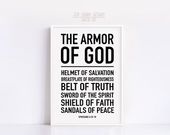 Full Armor of God Digital Printable Bible Verse Wall Art Decor Gift - Etsy