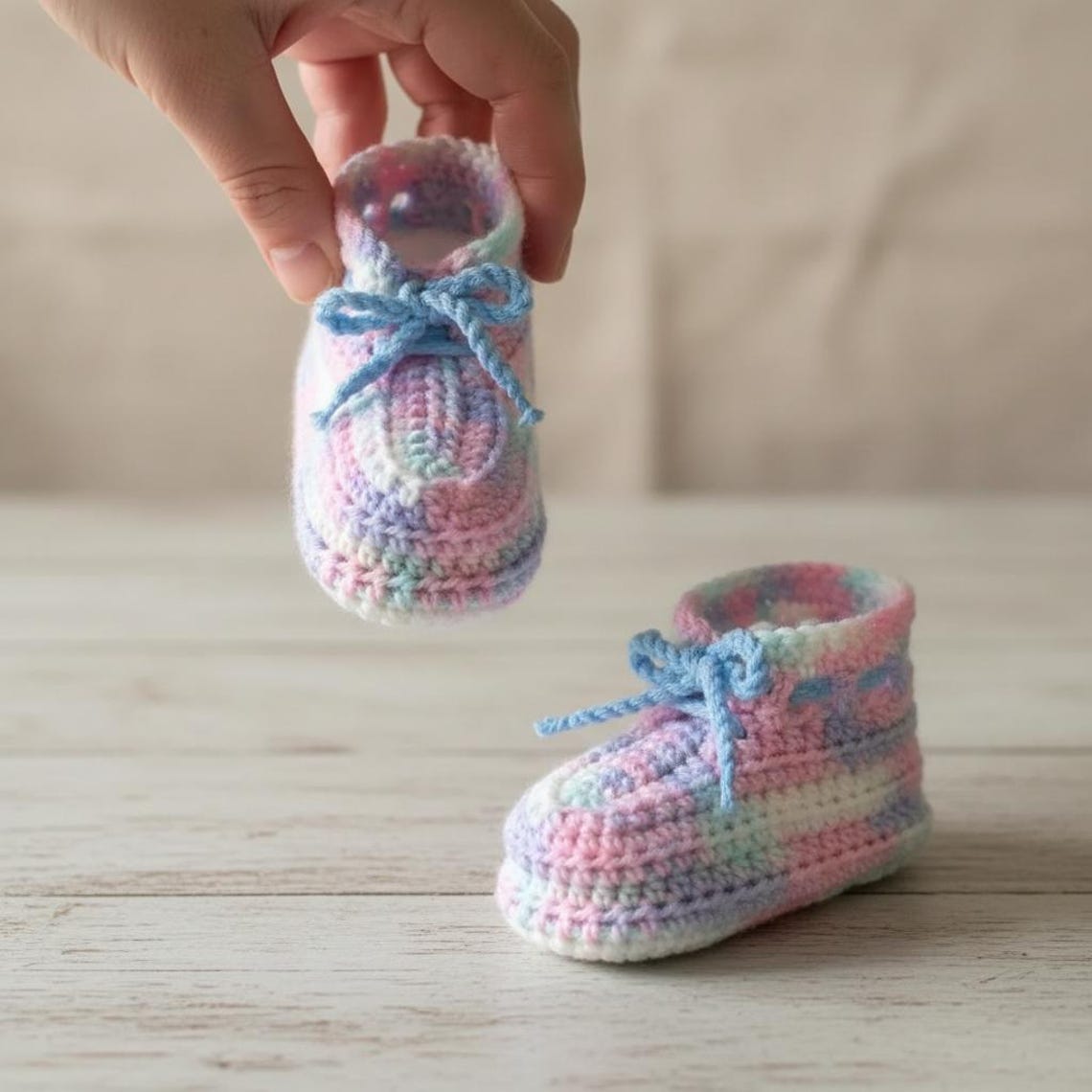 Easy Baby Crochet Booties Pattern | Rainbow Pastel Newborn Shoes PDF ...