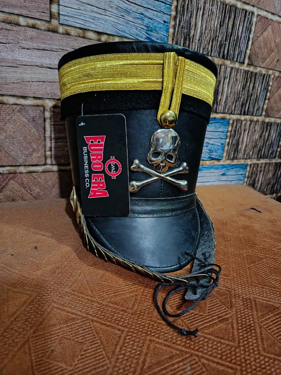 Napoleonic Waterloo Officer Shako Hat: Leather, Gold Braid - Etsy