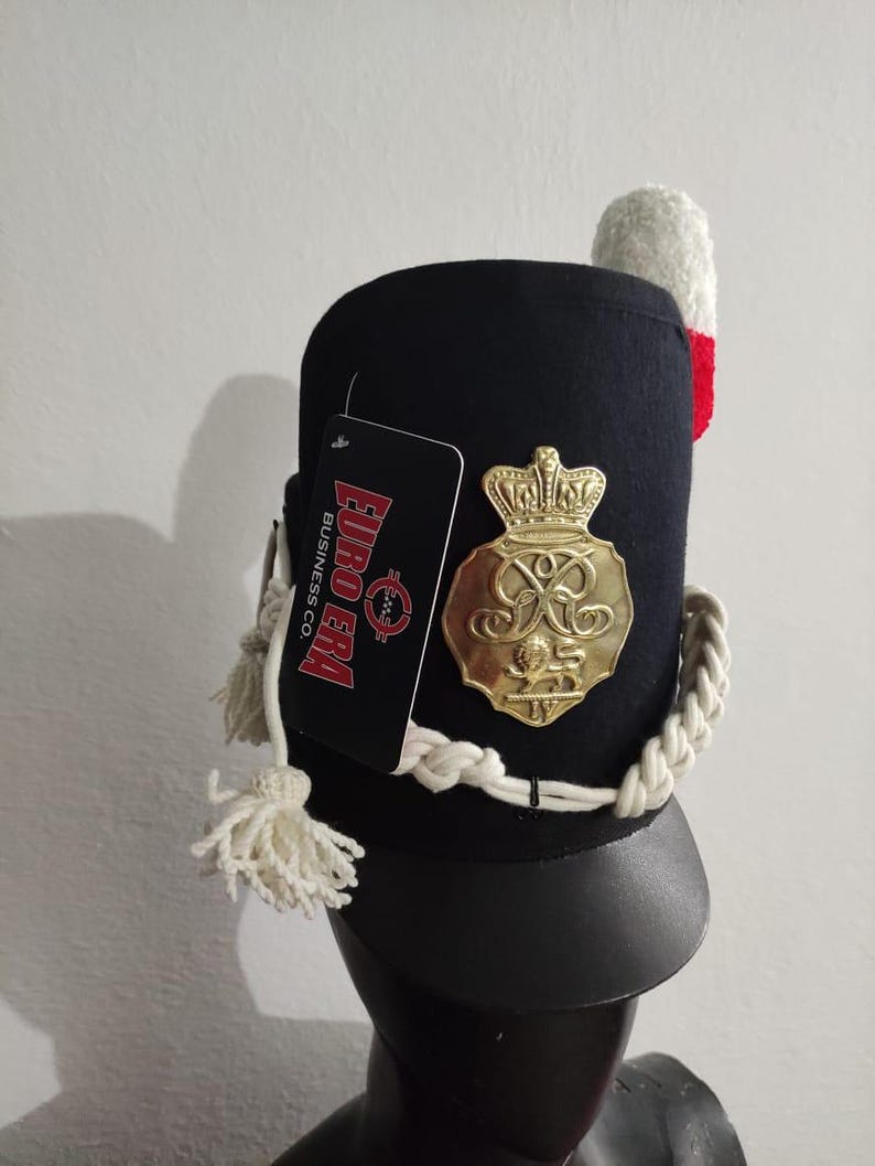 Napoleonic British Scots Guard Shako Hat: Wool & Leather Reproduction ...