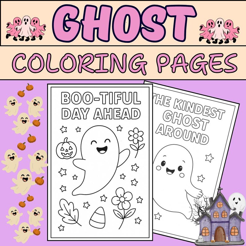 Friendly Ghost Coloring Page | A4 Size | Cute Halloween Printable ...