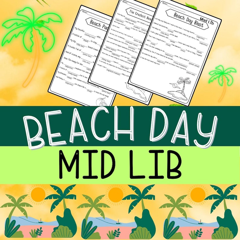 Beach Mad Libs Printable for Kids – Summer Vacation Activity, Fun Fill ...