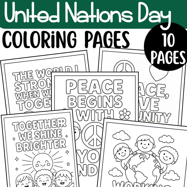 United Nations Day Coloring Pages | Peace Unity Kindness Activities for ...