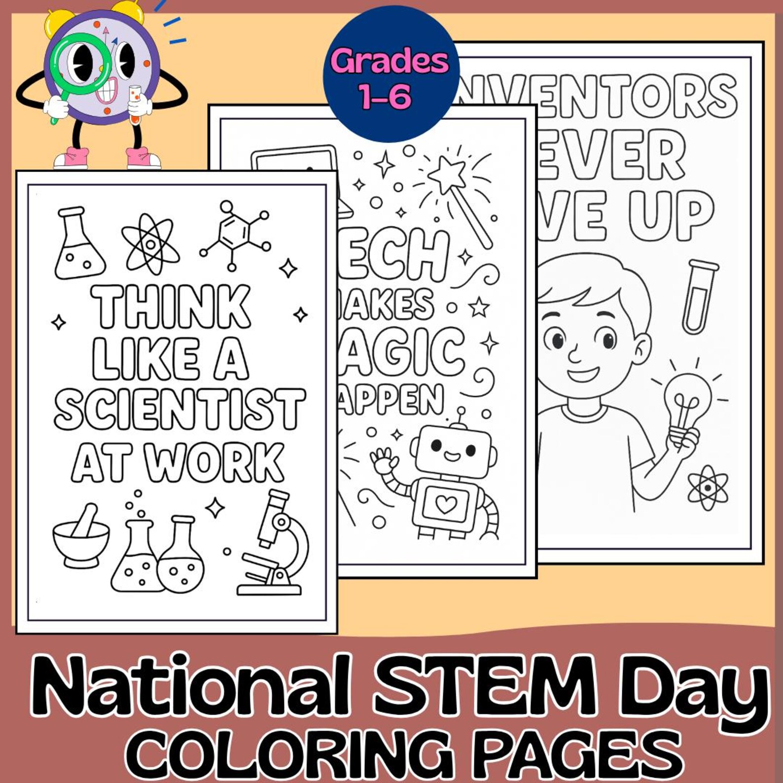 National STEM Day Coloring Pages | Science, Technology, Engineering ...