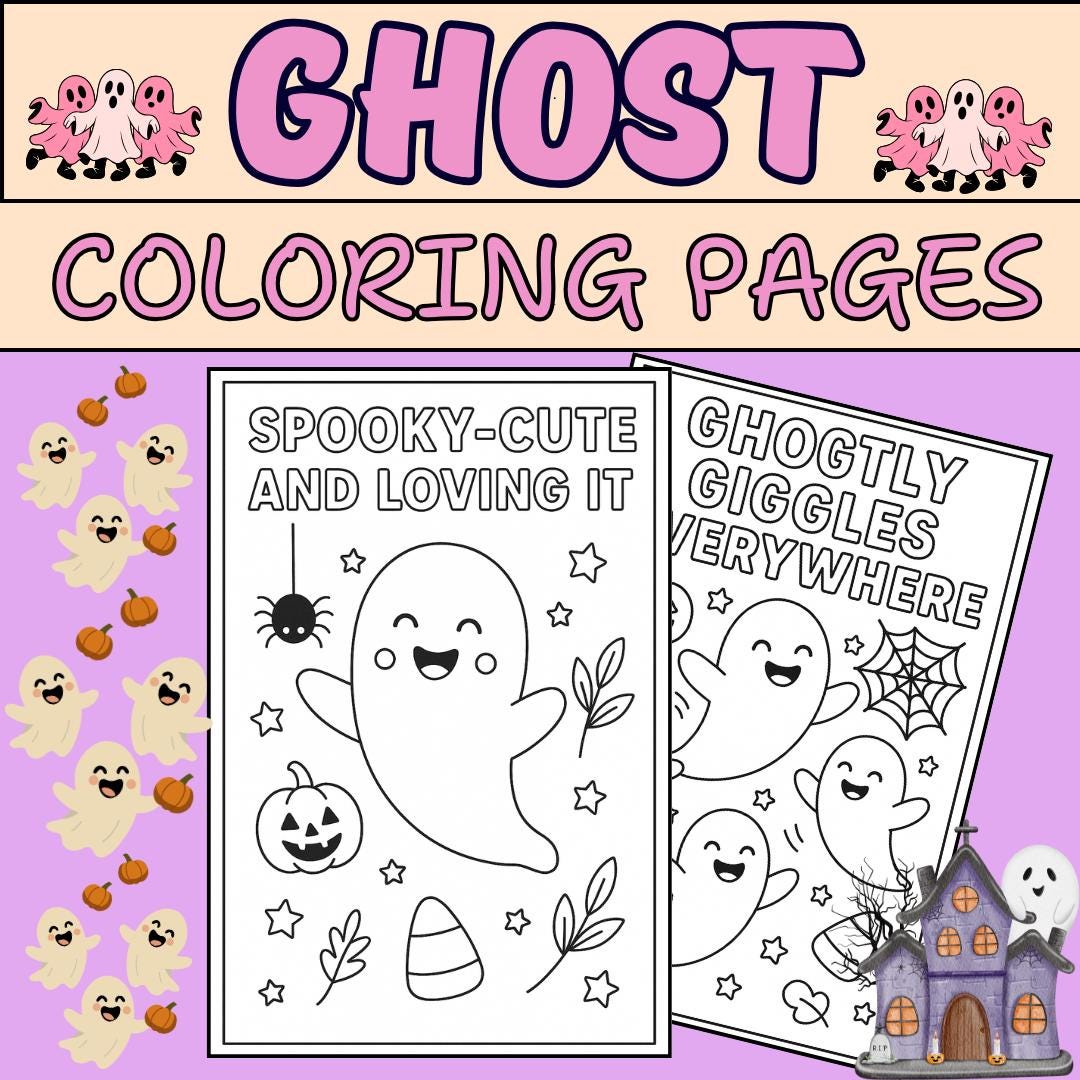 Friendly Ghost Coloring Page | A4 Size | Cute Halloween Printable ...