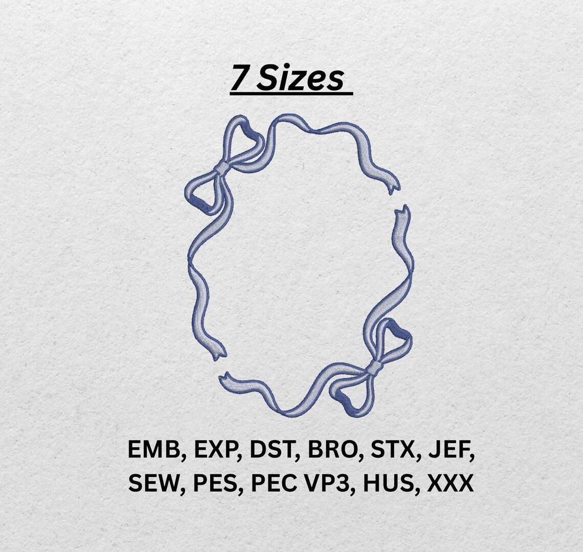 Ribbon Bow Frame Embroidery Design - Etsy