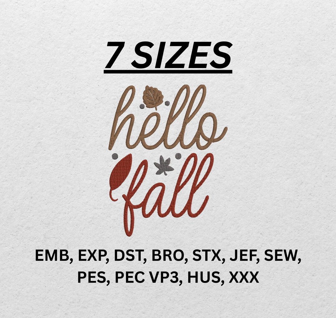 Hello Fall Embroidery Design - Etsy
