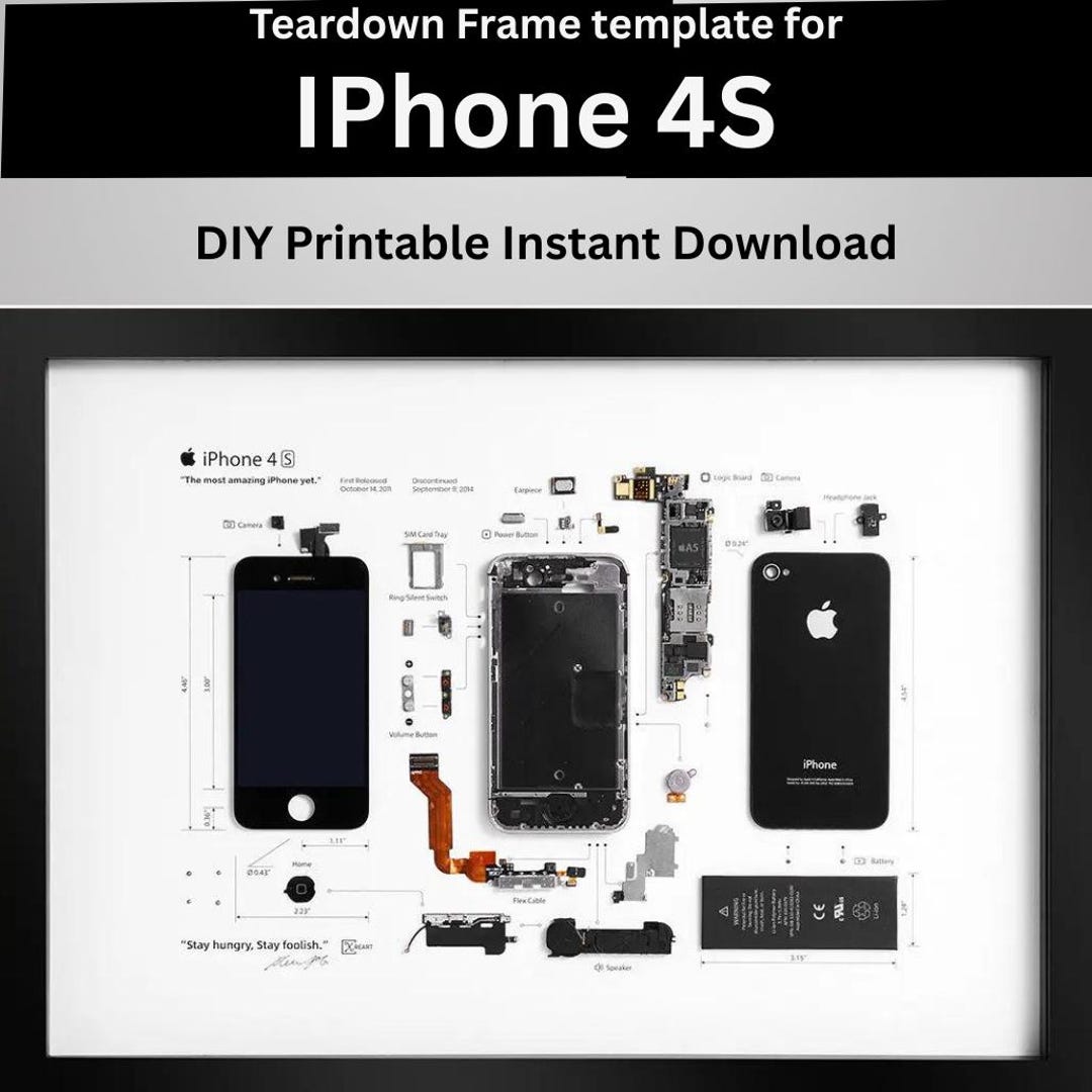 IPhone 4s Teardown Art - Printable Template - Wall Art Digital ART Art ...