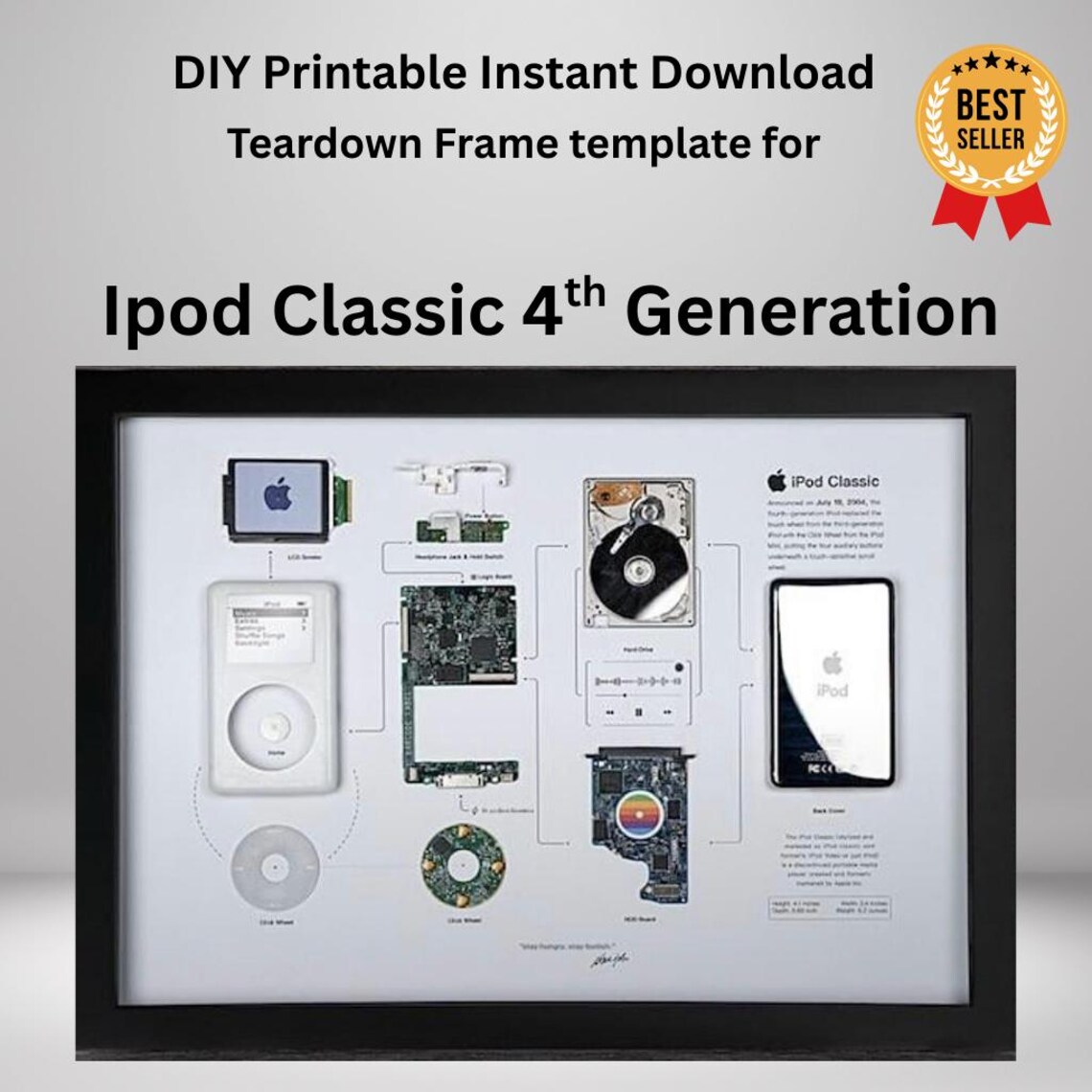 Ipod Classic Teardown Printable Template (4th Generation) Ipods Wall ...