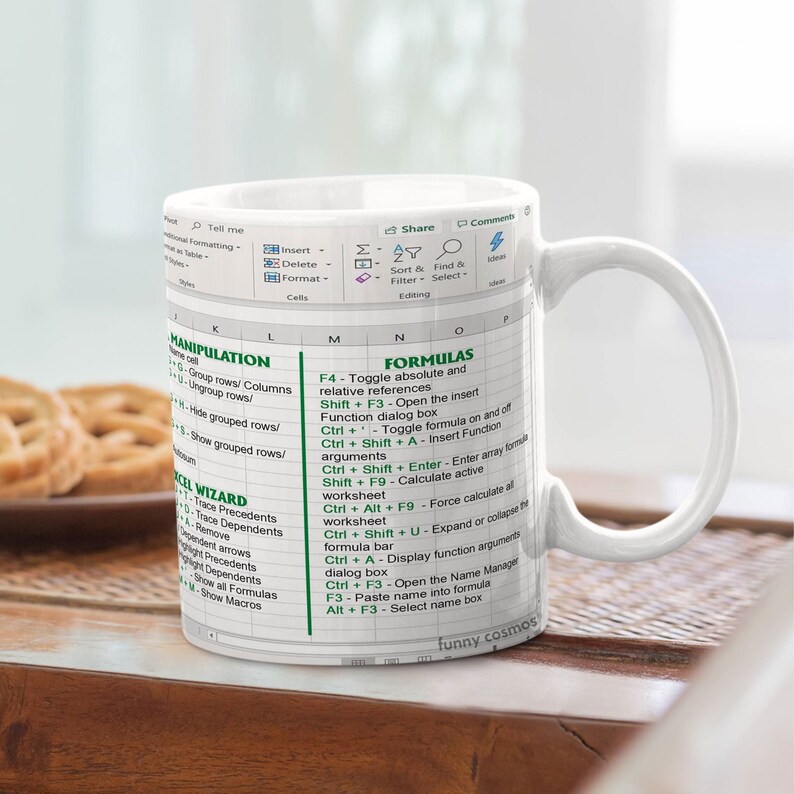 Freak in the Sheets Mug Excel Shortcuts Mug Excel Formulas - Etsy