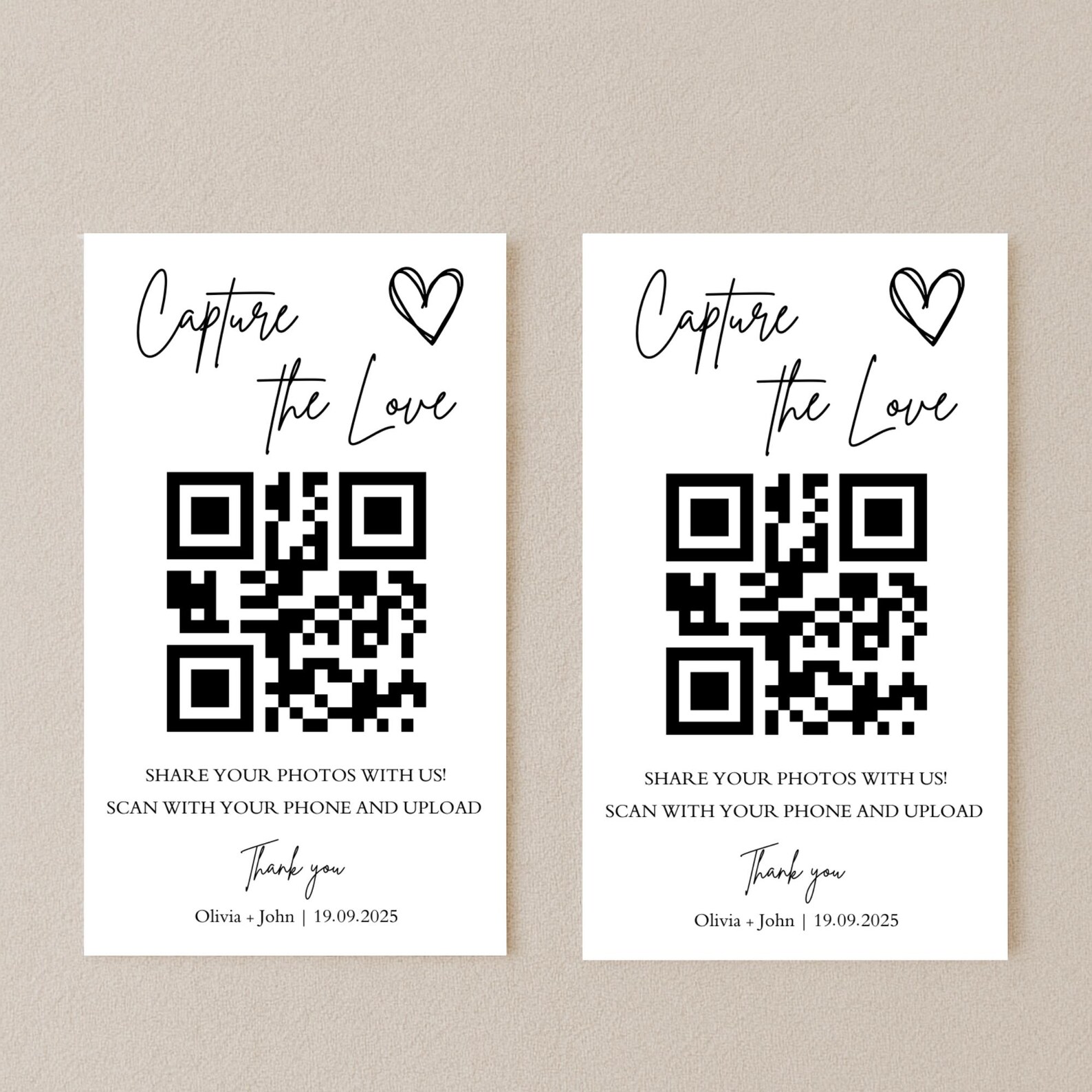 QR Code Wedding Photo Sharing Sign: Minimalist Instant Download - Etsy