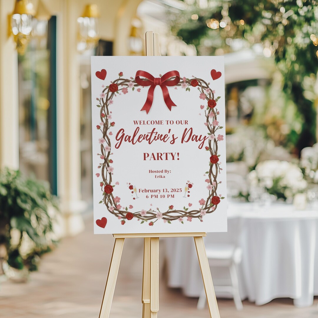 Editable Galentine’s Day Welcome Sign Printable, Instant Download Party ...