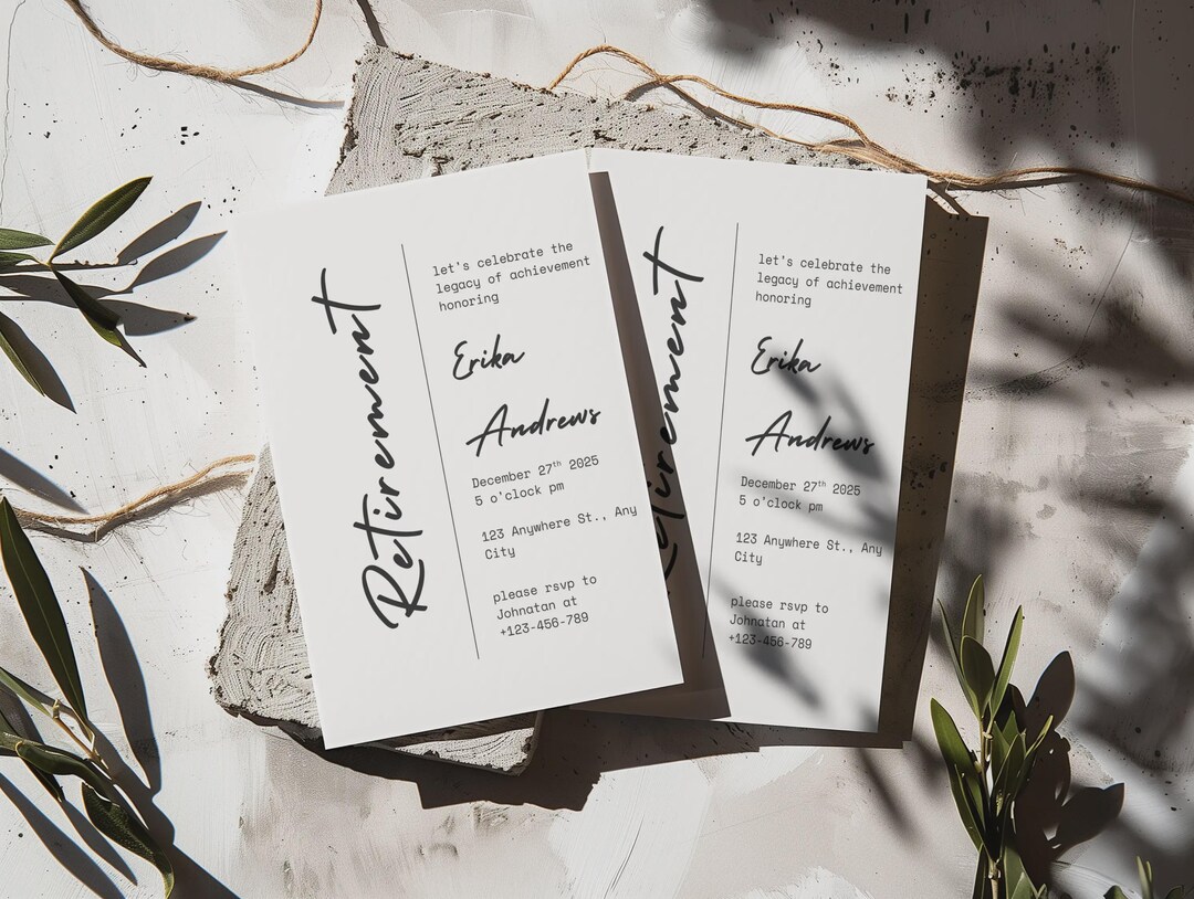 Minimalist Retirement Invitation Template – Editable Digital Invite for ...