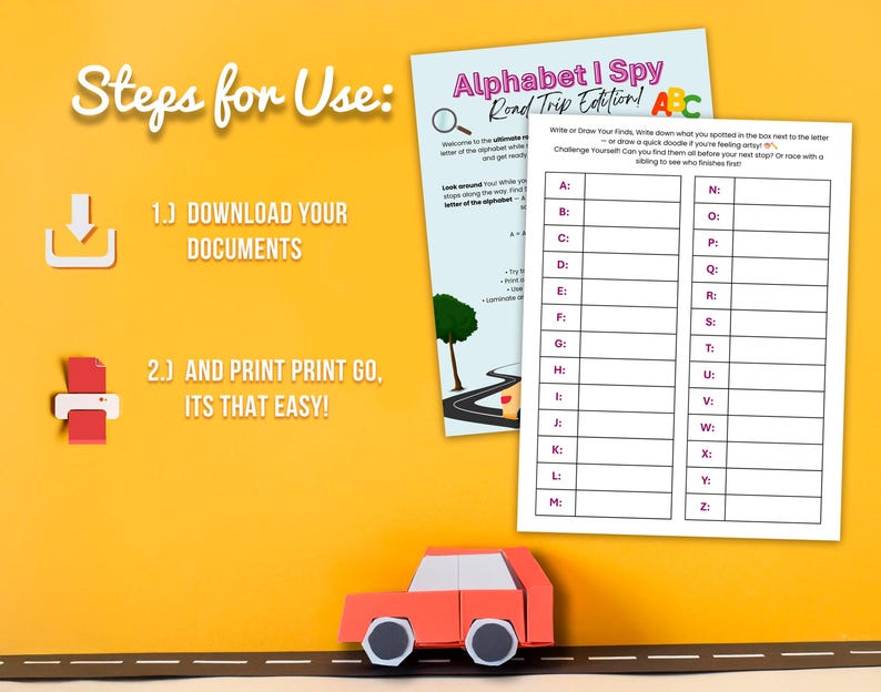 Road Trip Alphabet Game | Printable I Spy Car Game for Kids | A-Z ...