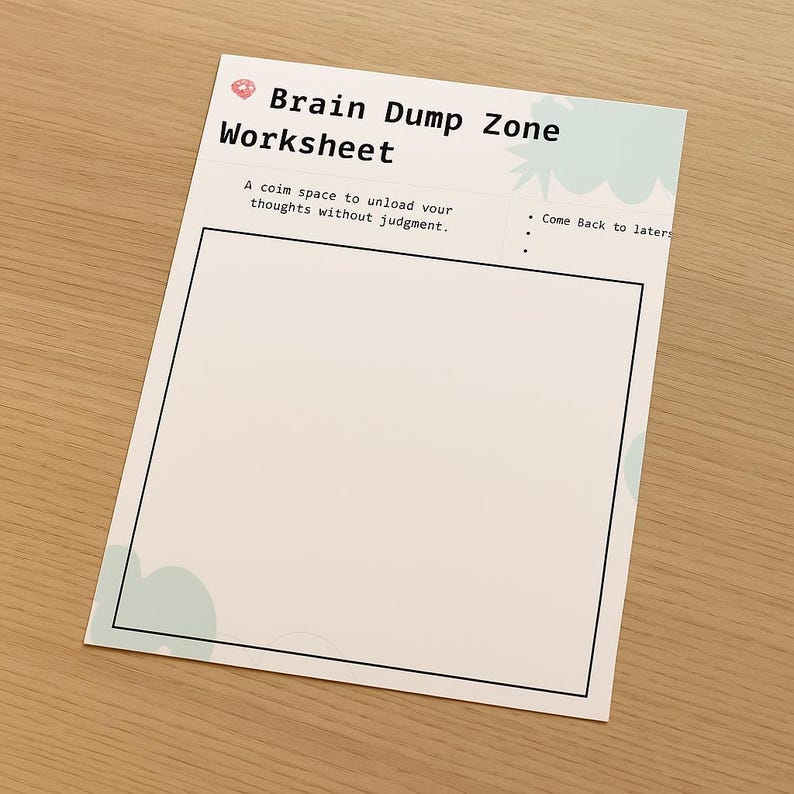 Brain Dump Worksheet Printable PDF | ADHD Mental Clarity Planner Page ...