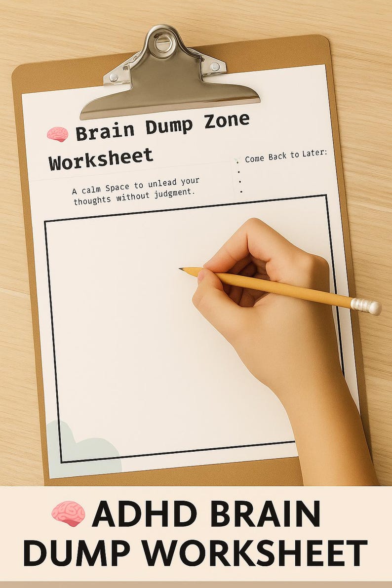 Brain Dump Worksheet Printable PDF | ADHD Mental Clarity Planner Page ...
