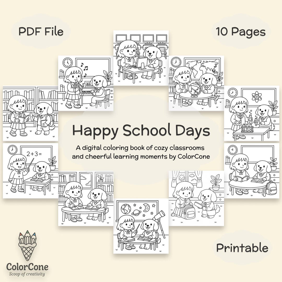 Cozy Classroom Coloring Book: Kawaii School Life (PDF Downloadable) - Etsy