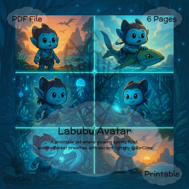 Labubu Avatar Coloring Pages – Cozy Glowing Forest Spirit Printable ...