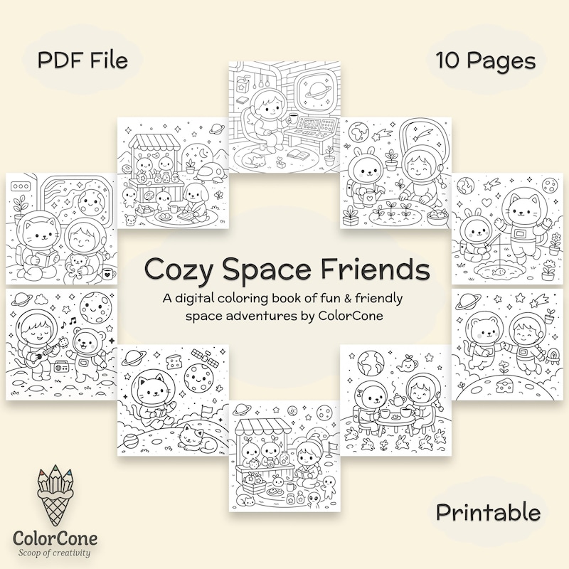 Cat Galaxy Coloring - Etsy