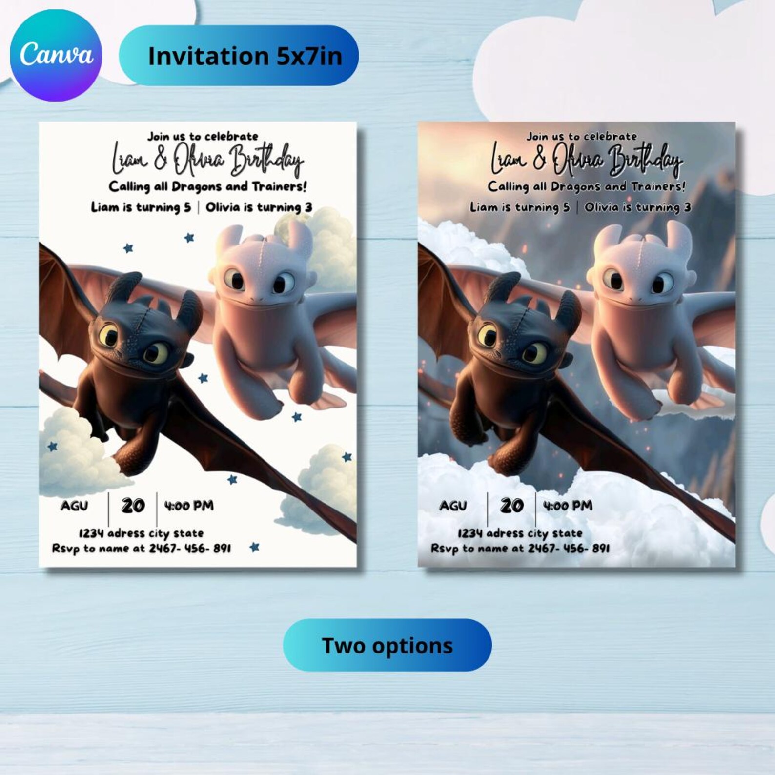 Toothless Birthday Invitation Template | Light Fury Invitation | Kids ...