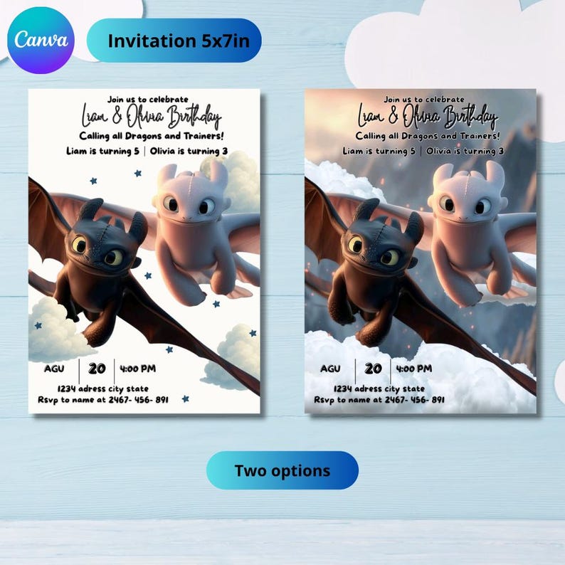 Toothless Birthday Invitation Template | Light Fury Invitation | Kids ...