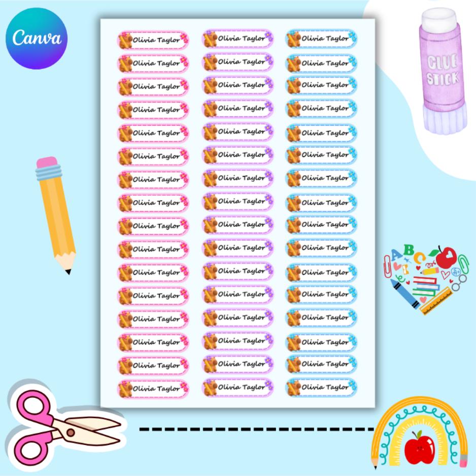 Capybara School Labels –editable in Canva –personalized Name Stickers ...