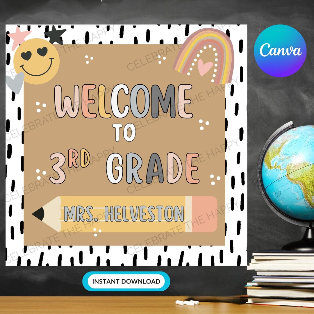 Instant Digital Download | Canva Template | First Day of School ...