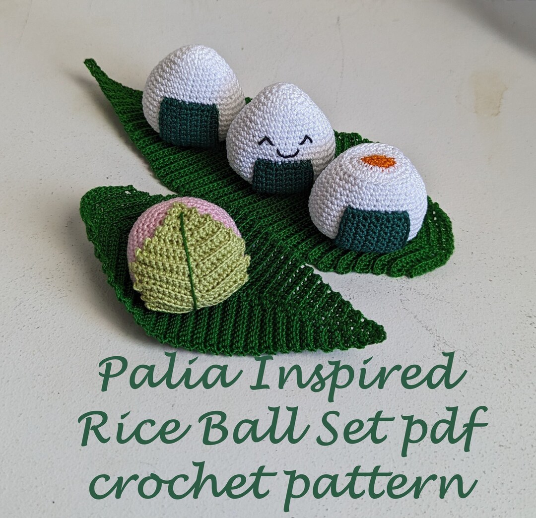 Palia Inspired Onigiri Sakura Rice Ball Crochet Pattern - Etsy