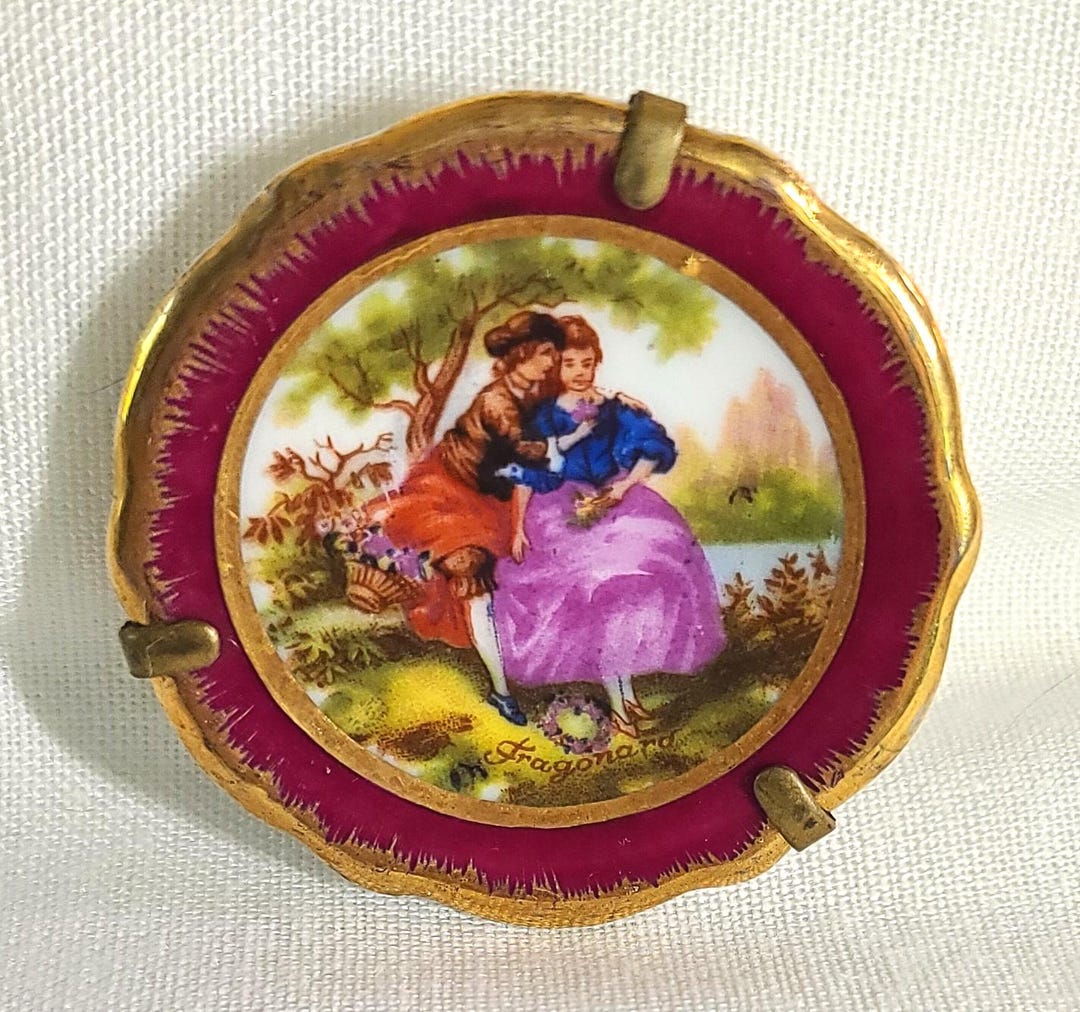 Antique 1800s Limoges Miniature Plate, Fragonard Scene - Lovers, Plate ...