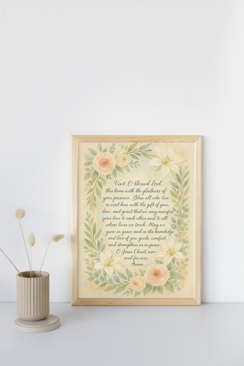 Printable Catholic Home Blessing Prayer | Floral Christian Wall Art ...