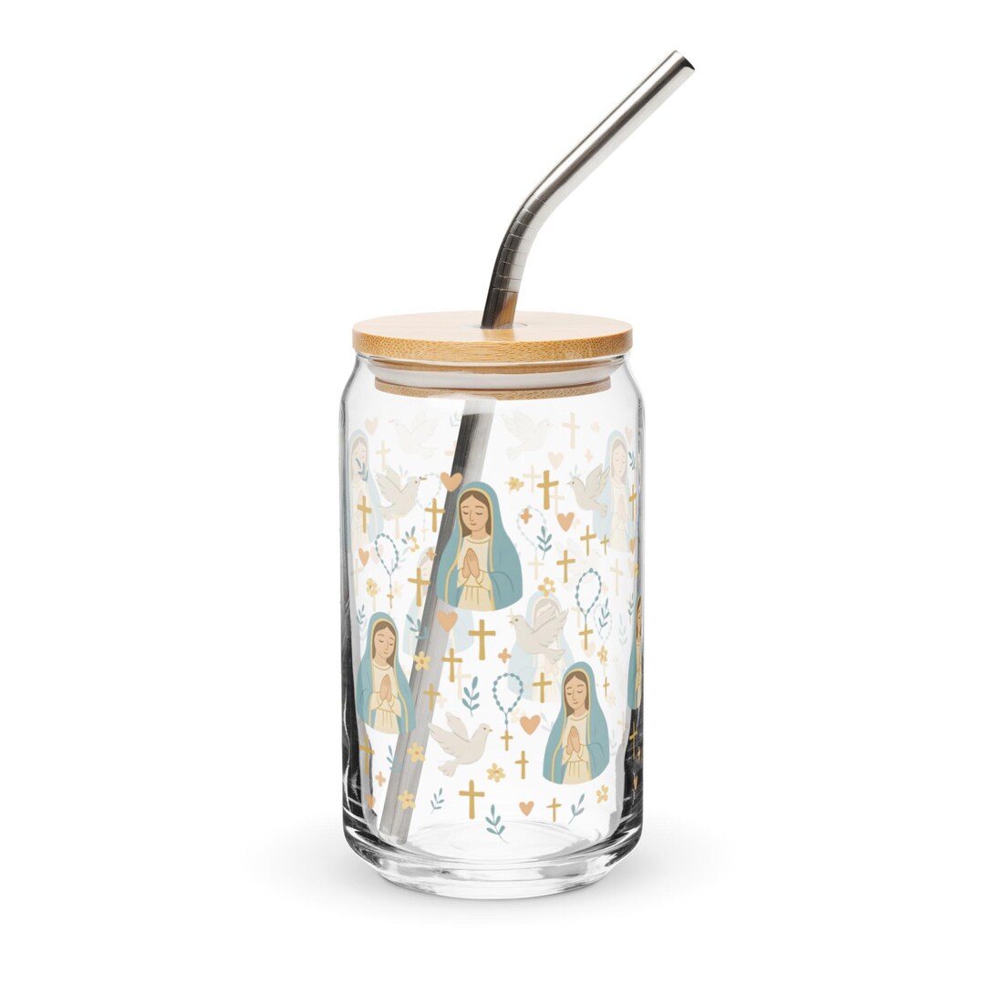 Virgin Mary Iced Coffee Cup | Catholic Cup With Lid and Straw | 16oz ...