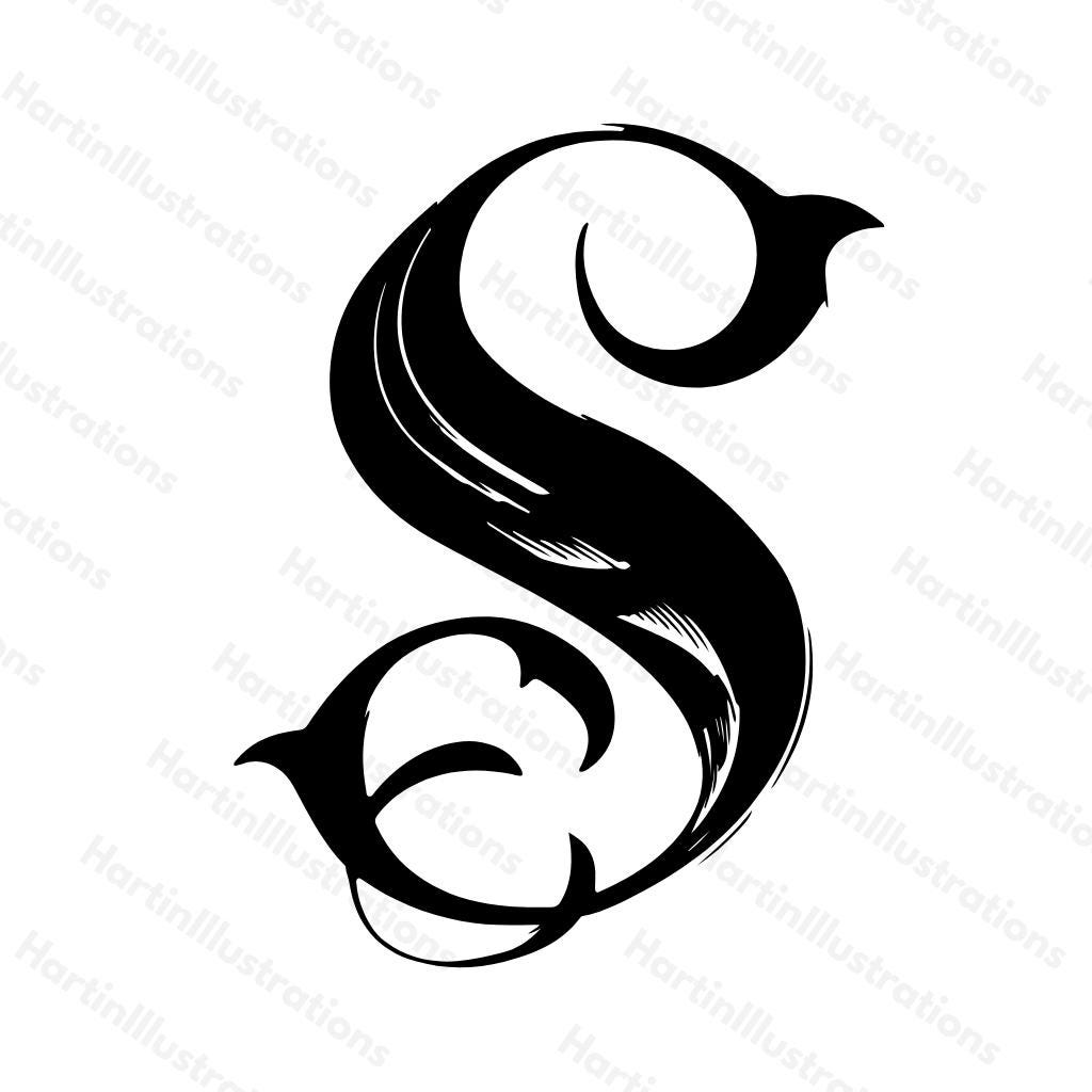 Letter S Calligraphy SVG + High Quality PNG - Instant Download Vector ...