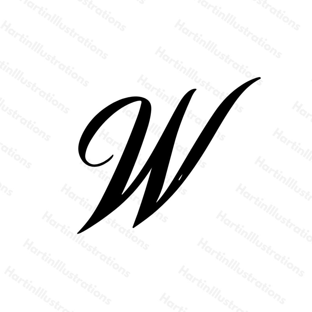 Letter W Calligraphy SVG + High Quality PNG - Instant Download Vector ...