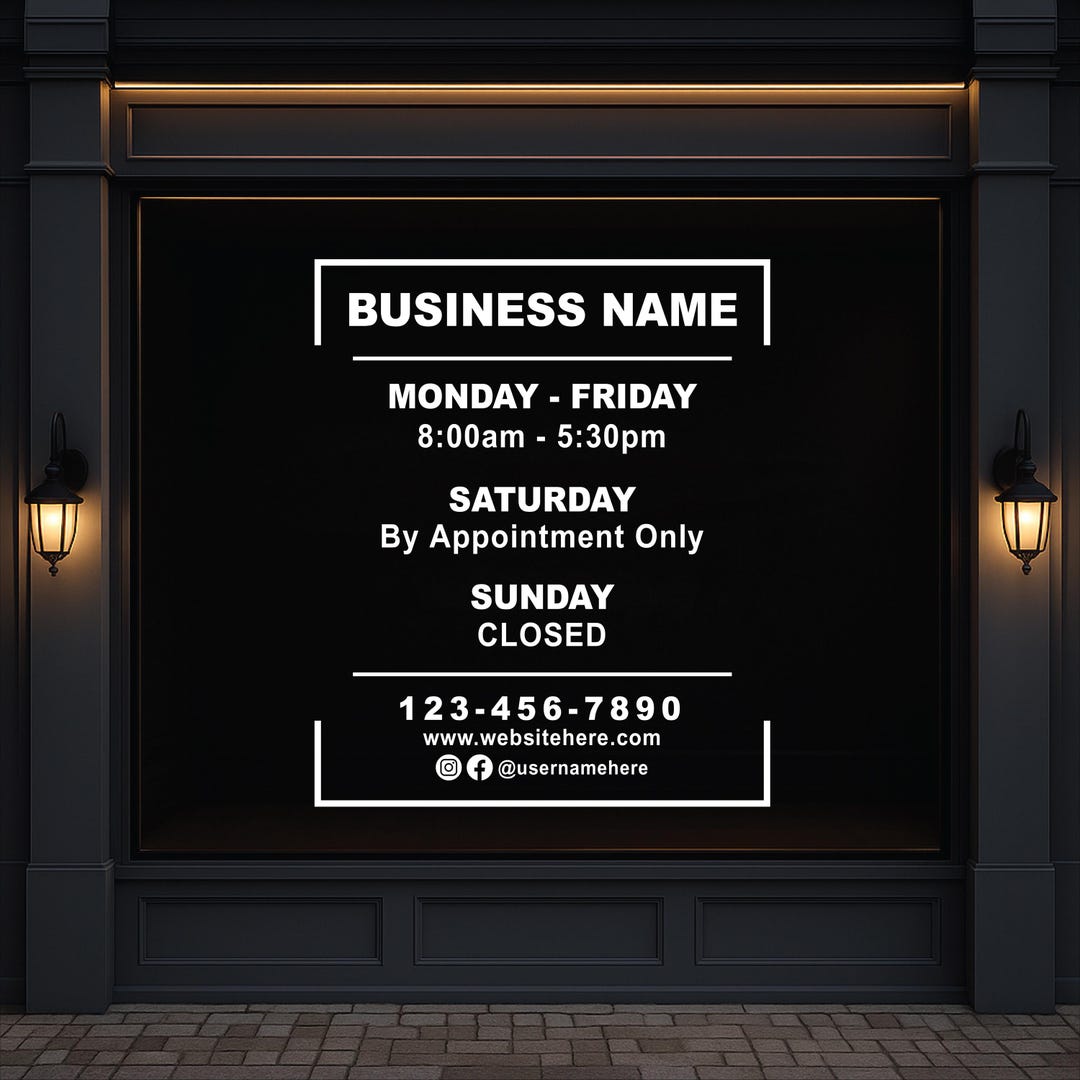 Business Hours Sign | Digital Download | Printable Storefront Decal ...