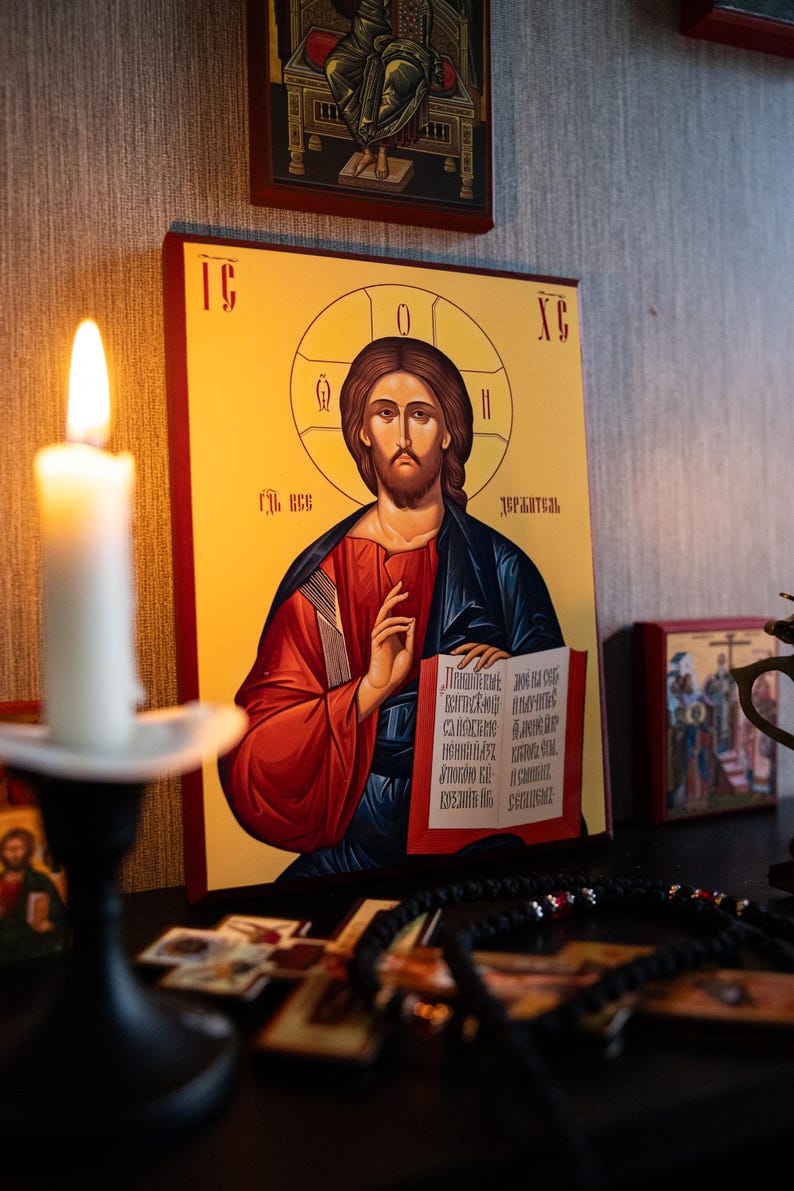 Mounted Handmade Icon | Christ - Etsy