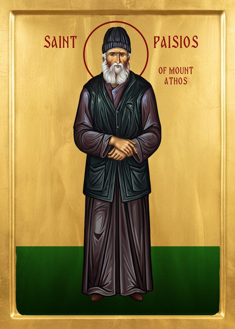 Mounted Handmade Icon | St. Paisios - Etsy