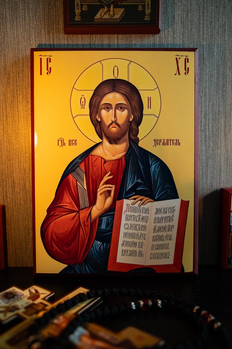 Mounted Handmade Icon | Christ - Etsy