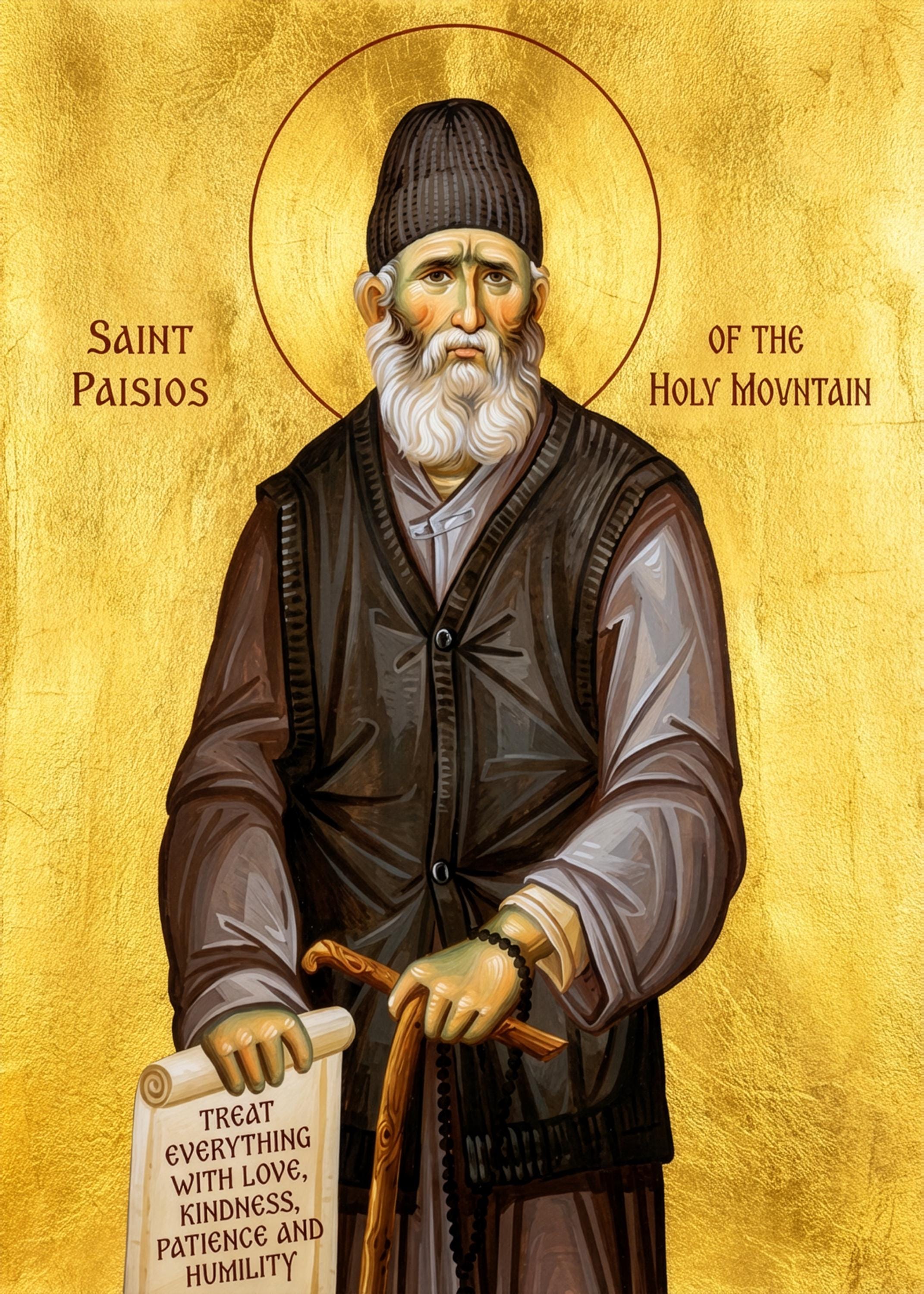Mounted Handmade Icon | St. Paisios - Etsy