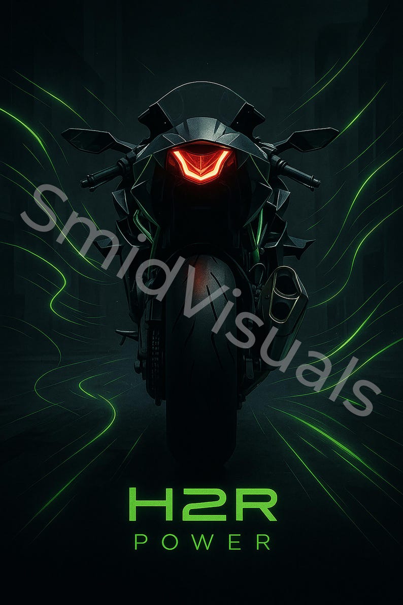 Kawasaki Ninja H2R Power – Dark Neon Motorcycle Poster - Etsy