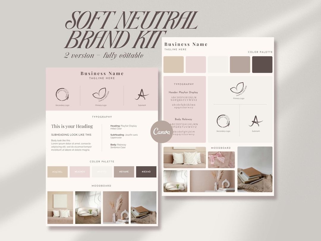 Neutral Brand Board Template: Soft Modern Canva Branding Kit (digital ...