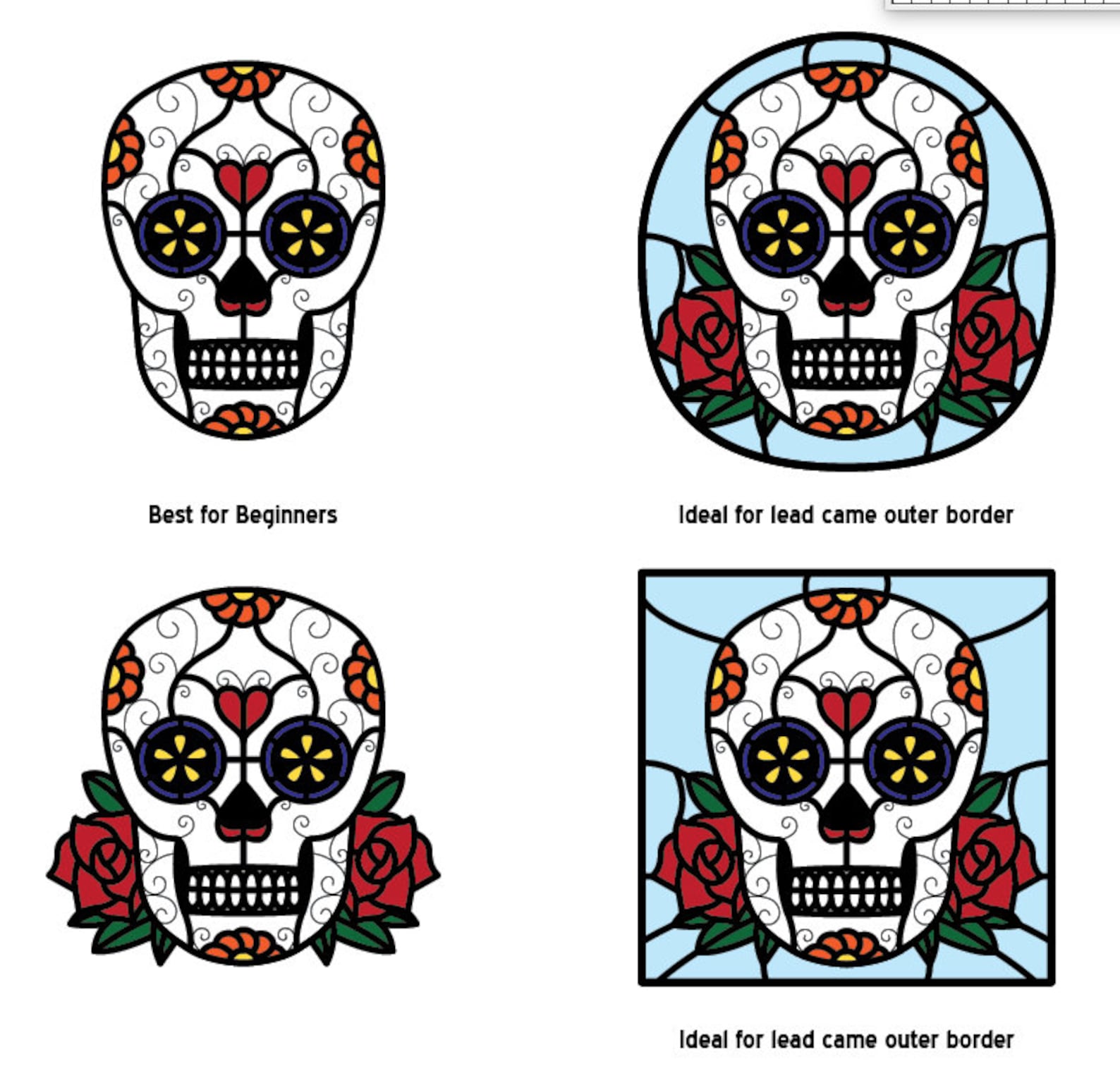 Digital Stained Glass Pattern - Dia De Los Muertos Sugar Skull | Day of ...