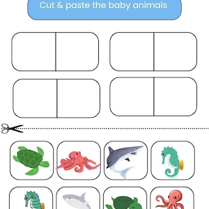 Match the Baby Animal, Sea Animal Series. Printable Worksheet for Kids ...