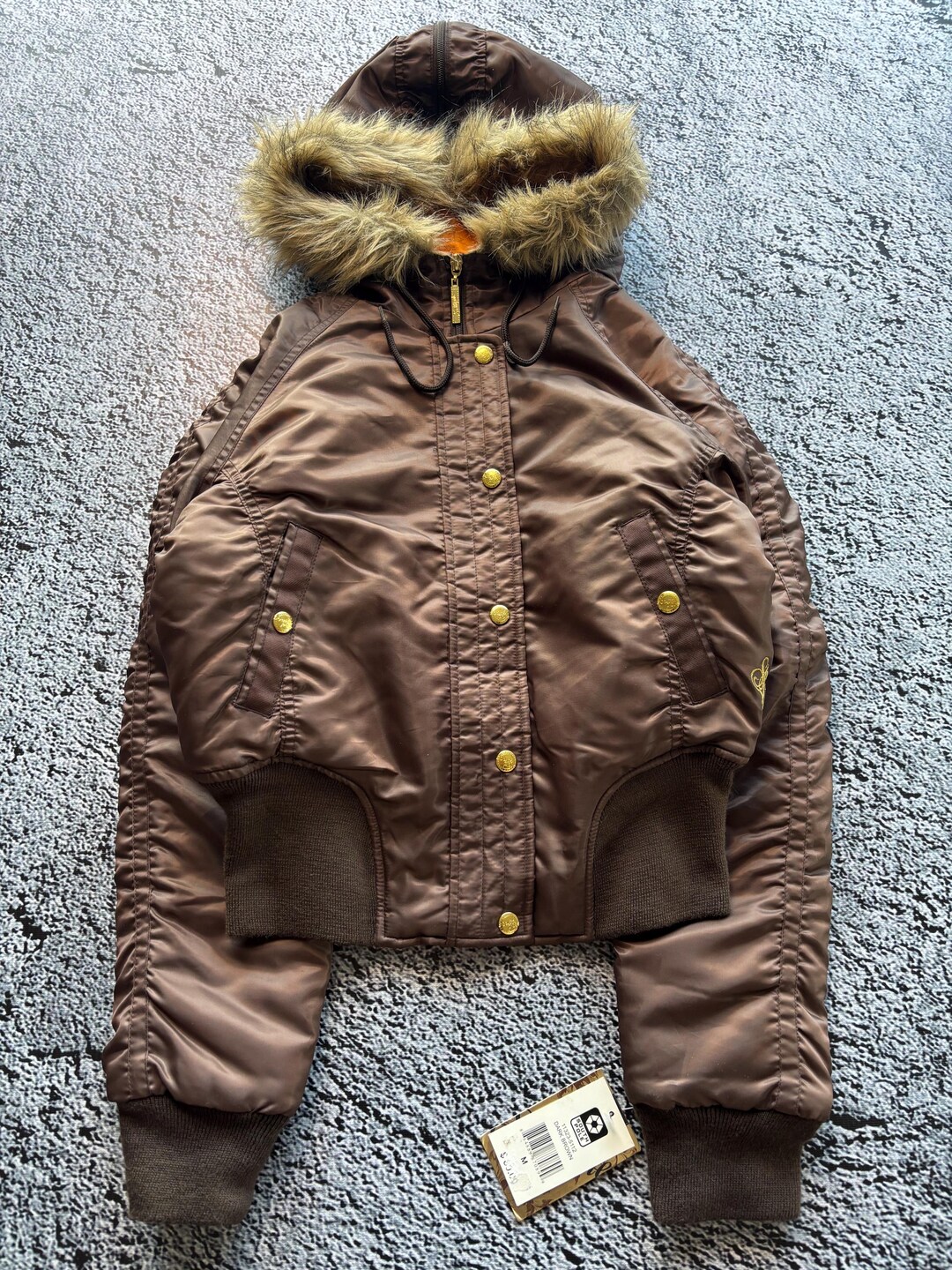 Deadstock SOUTHPOLE N2B Y2K Shiny Bomber Jacket With Faux Fur Hood ...