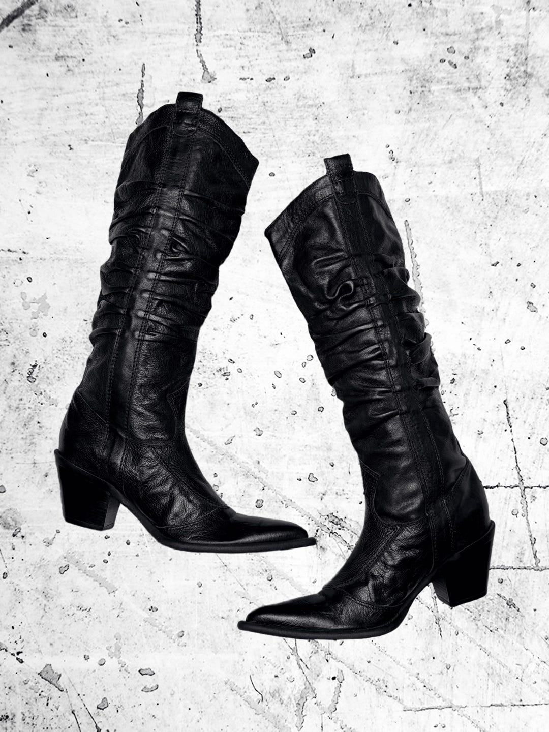 Vintage 2000s Black Leather Cowboy Boots, Western Style, Pointed Toe ...