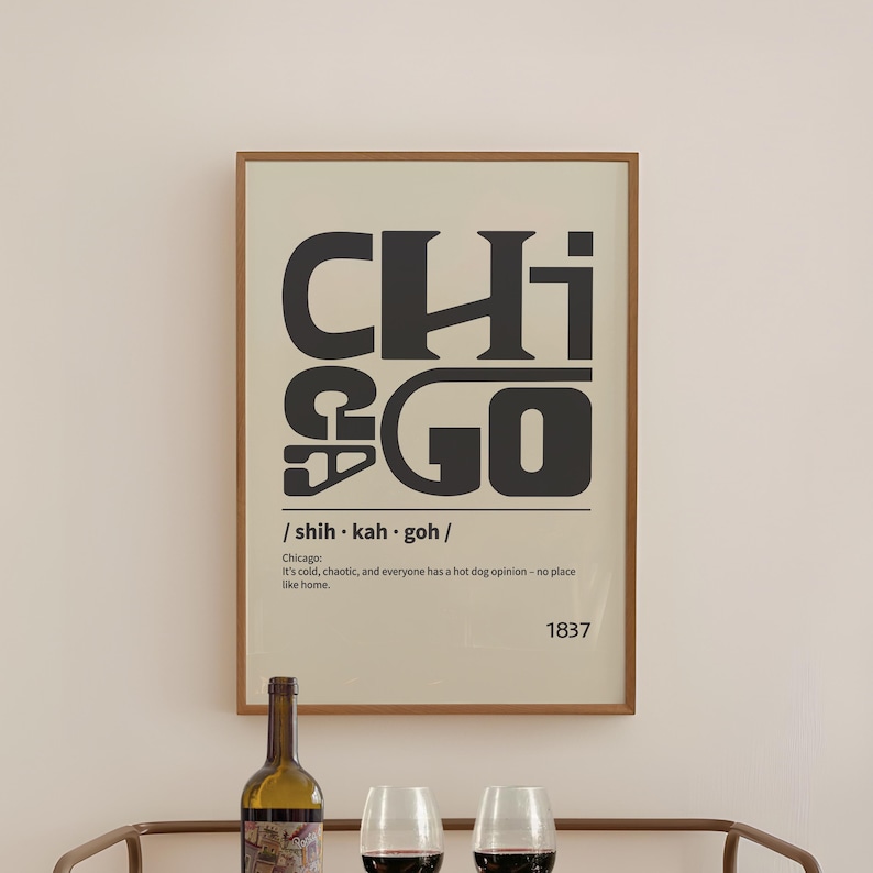 Chicago Print | Black and White Kitchen Prints Mid Century Modern ...