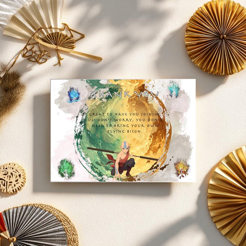 Avatar Birthday Invitation | Digital Editable Template | Aang Airbender ...