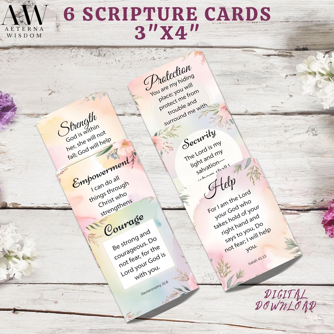 Tarjetas de oración de FUERZA Y CORAJE, tarjetas de versículos bíblicos ...