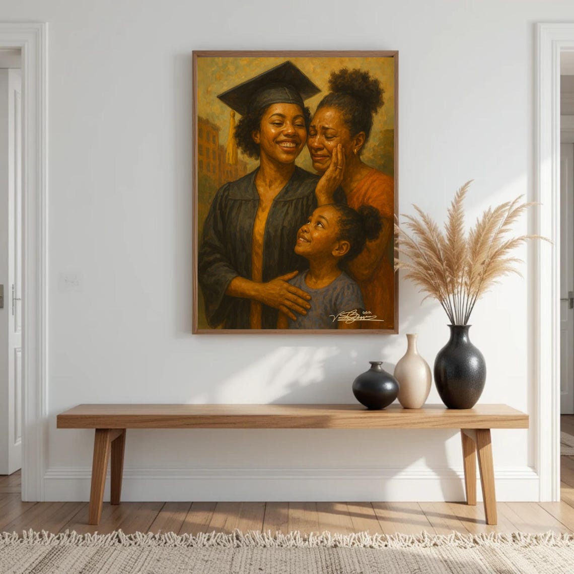 Vintage African American Graduation Day Family Artwork, Graduation ...
